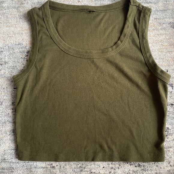Tops | 200s Olive Green Ribbed Tank Top | Poshmark